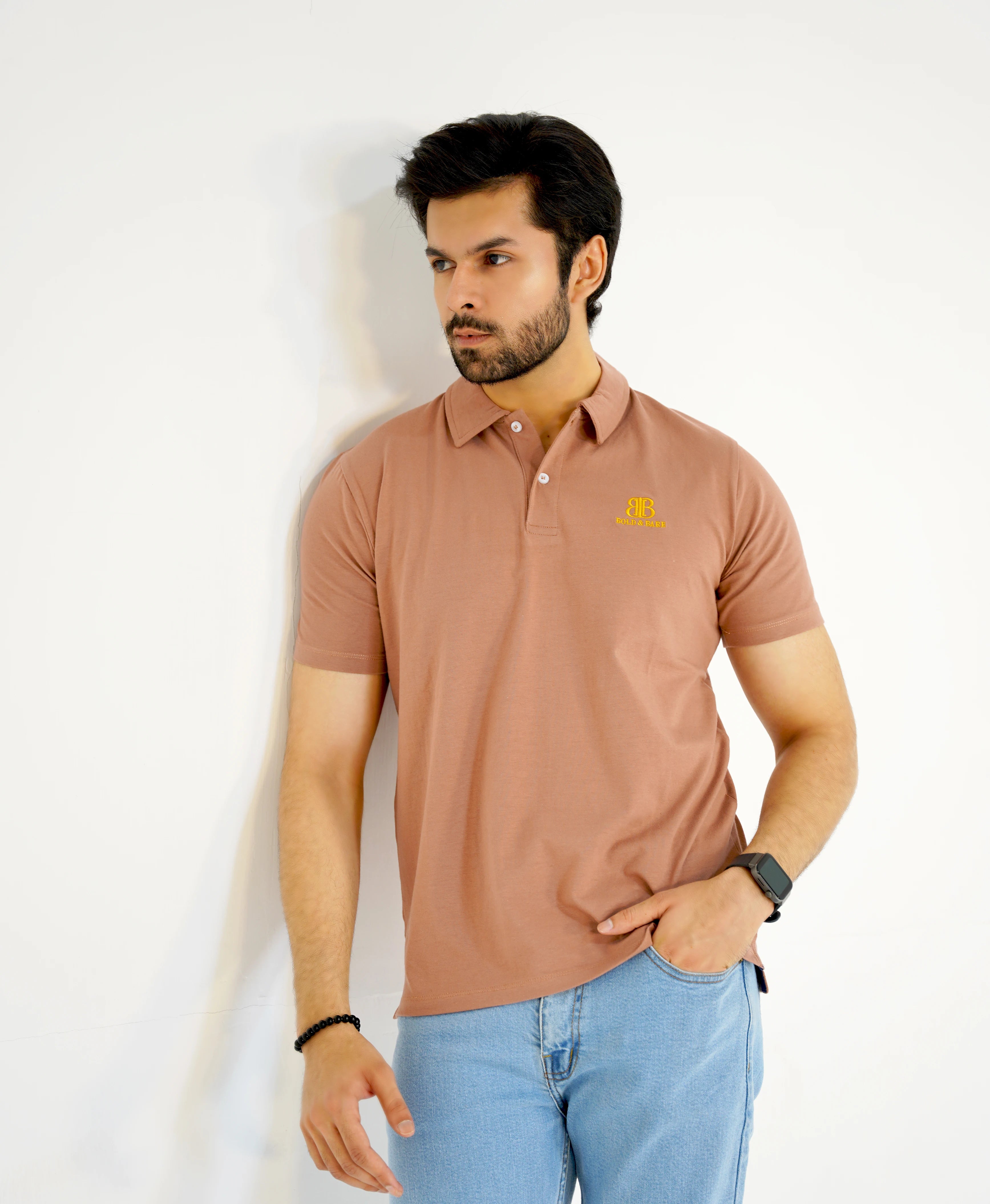 Salmon Peach Men's Polo Shirt